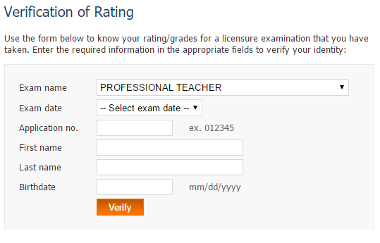 Verification of Rating and Schedule of Registration - March 2016 LET