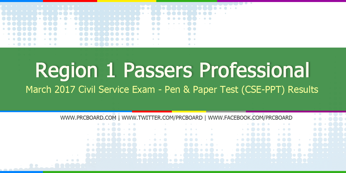 Region 1 Passers Professional: March 2017 Civil Service Exam Results ...