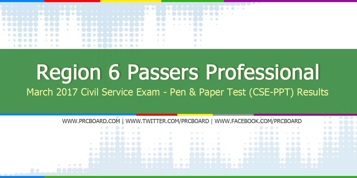Region 6 Passers Professional: March 2017 Civil Service Exam Results ...