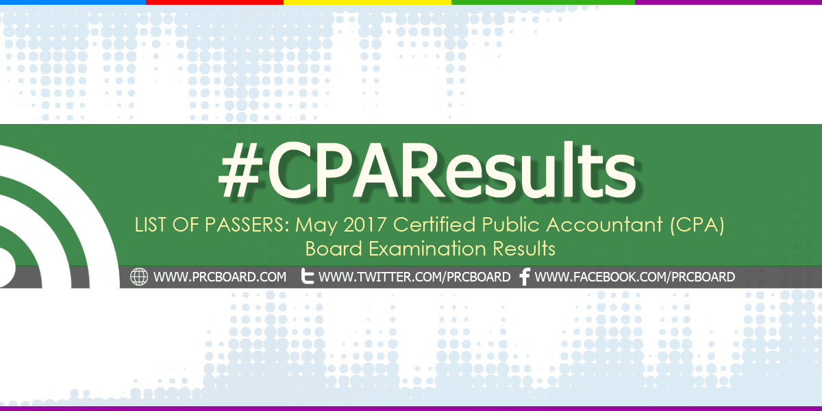 List Of Passers May 2017 Cpa Board Exam Results