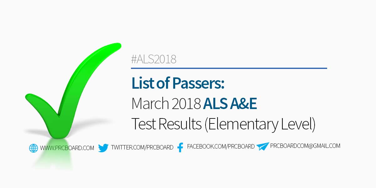 ALS Passer March 2018 Elementary Level – DepEd Results