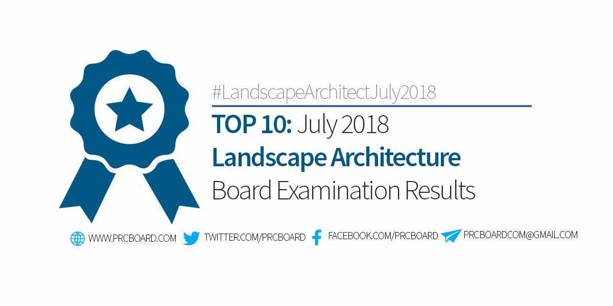 Landscape Architecture Board Exam Result July 2018 – Top 10 Passers