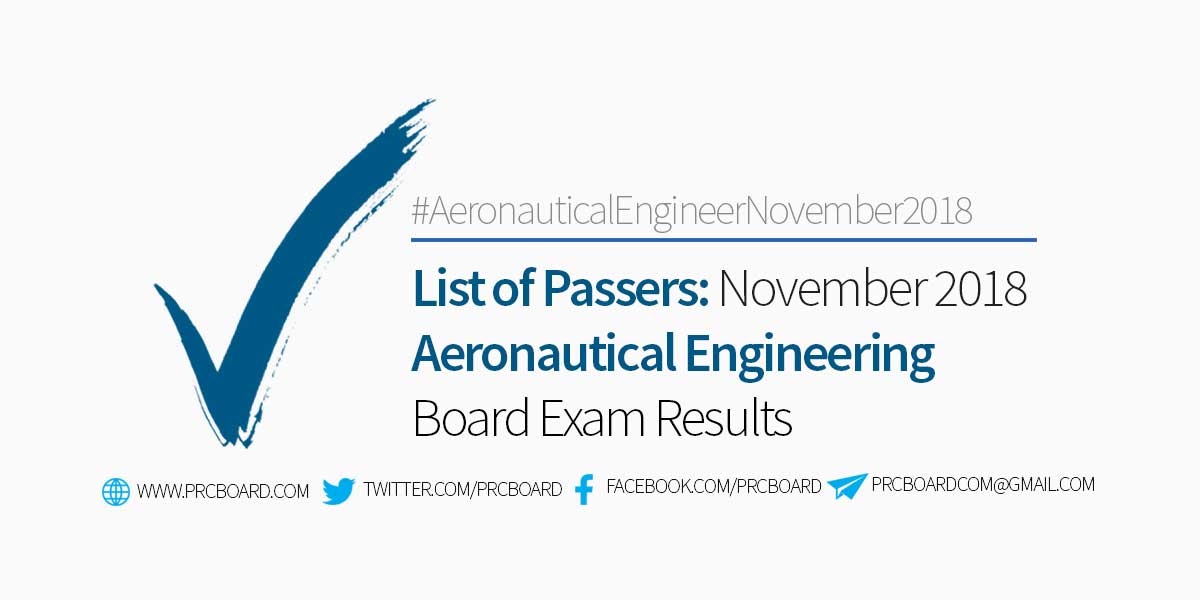 Aeronautical Engineering Board Exam Results November 2018 – List of Passers