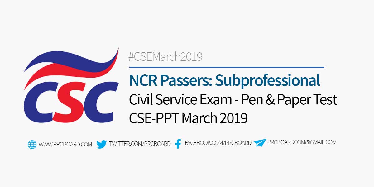 NCR PASSERS – March 2019 Civil Service Exam CSE Results ...