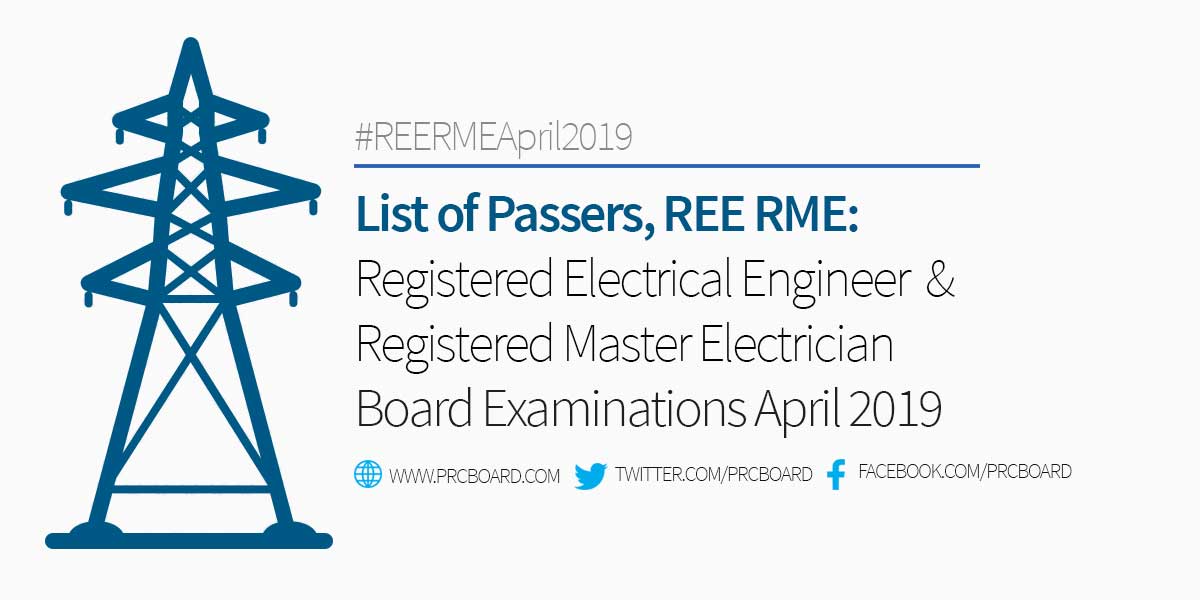 REE RME RESULTS – Electrical Engineering Board Exam April 2019, List of ...