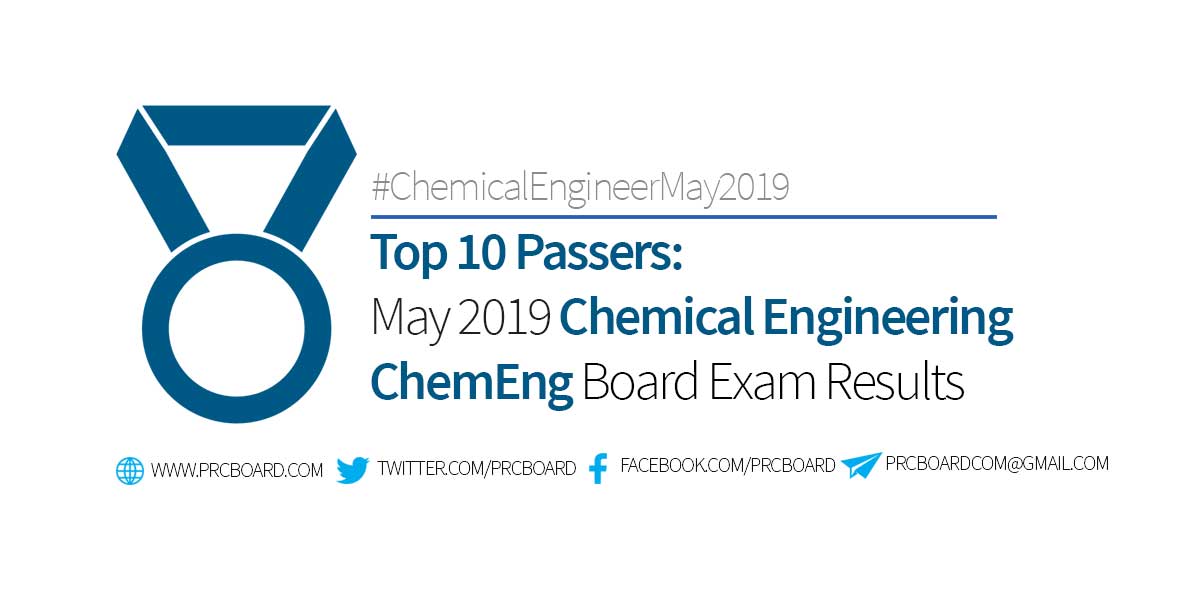 RESULT – Chemical Engineering (ChemEng) Board Exam May 2019 Top 10 RESULT – Chemical Engineering (ChemEng) Board Exam May 2019 Top 10