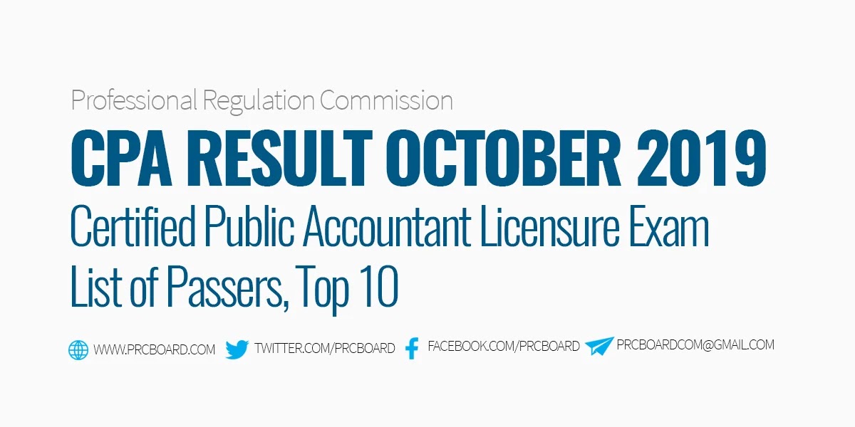 LIST OF PASSERS: CPA Board Exam Result October 2019
