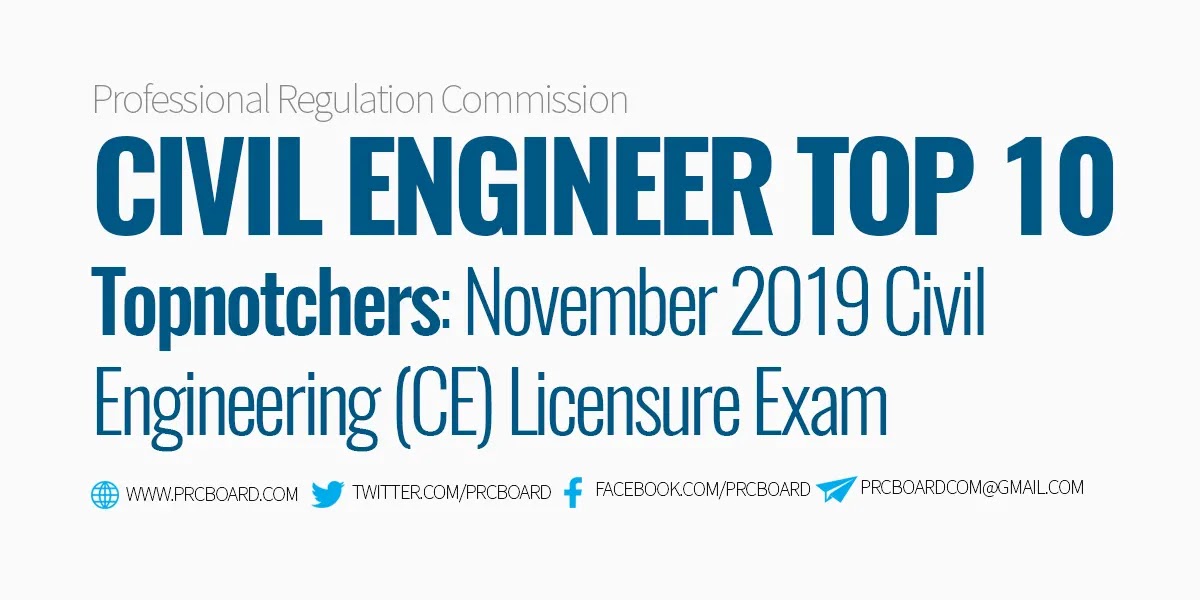 TOPNOTCHERS: Civil Engineering CE Board Exam Result November 2019