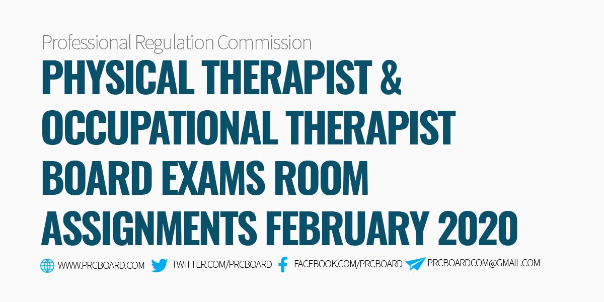 LIST, ROOM ASSIGNMENT: February 2020 Physical & Occupational Therapist ...