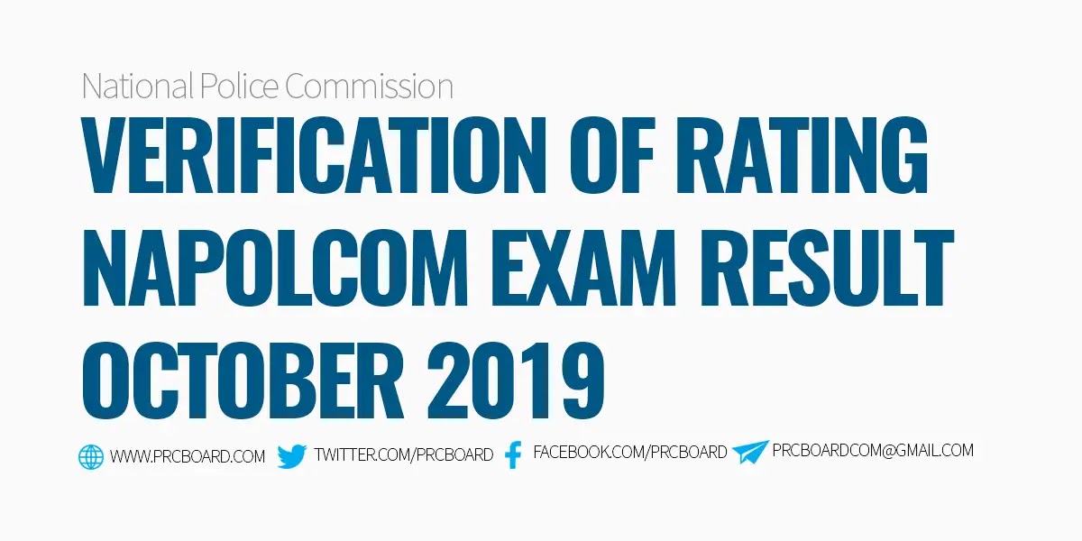 VERIFICATION OF RATING – NAPOLCOM Exam Result October 2019