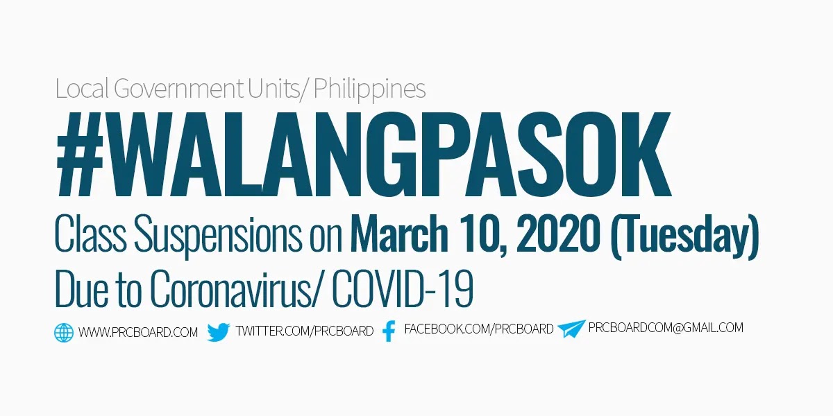 #WalangPasok: Class Suspensions on March 10, 2020 (Tuesday) Due to ...