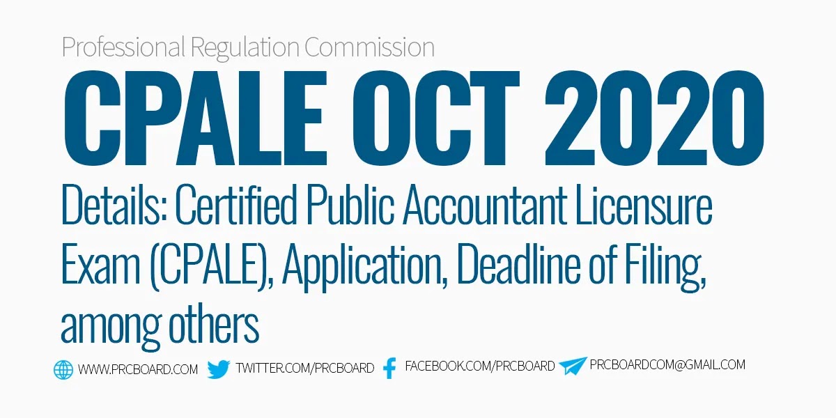ONLINE APPLICATION: October 2020 CPA Accountancy Board Exam Schedule