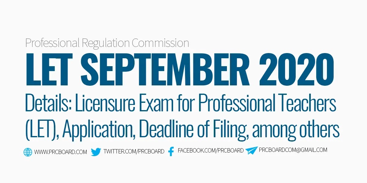 ONLINE APPLICATION: September 2020 LET Teachers Board Exam Schedule