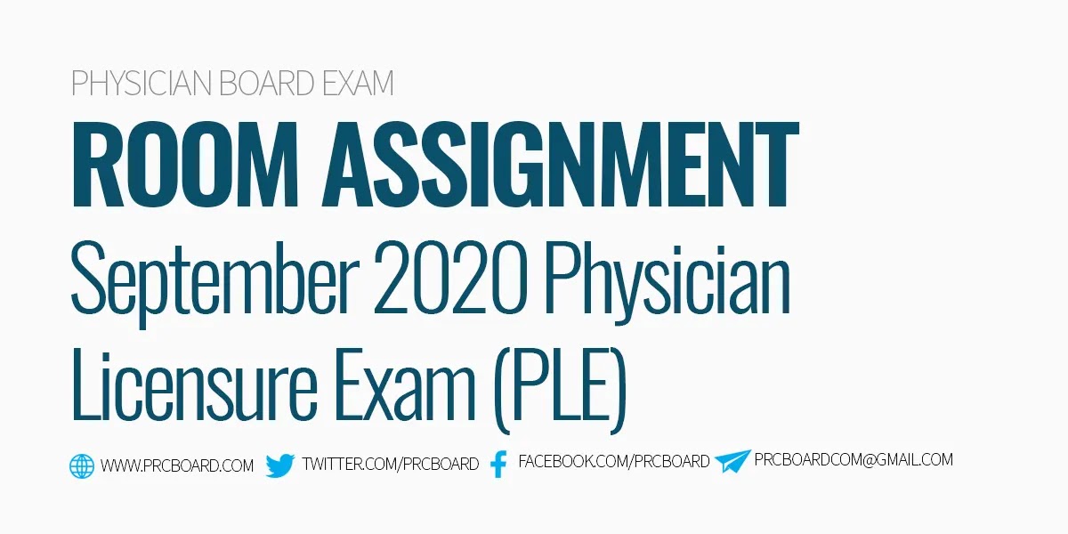 LIST, ROOM ASSIGNMENT: September 2020 Physician PLE, Medicine Board Exam