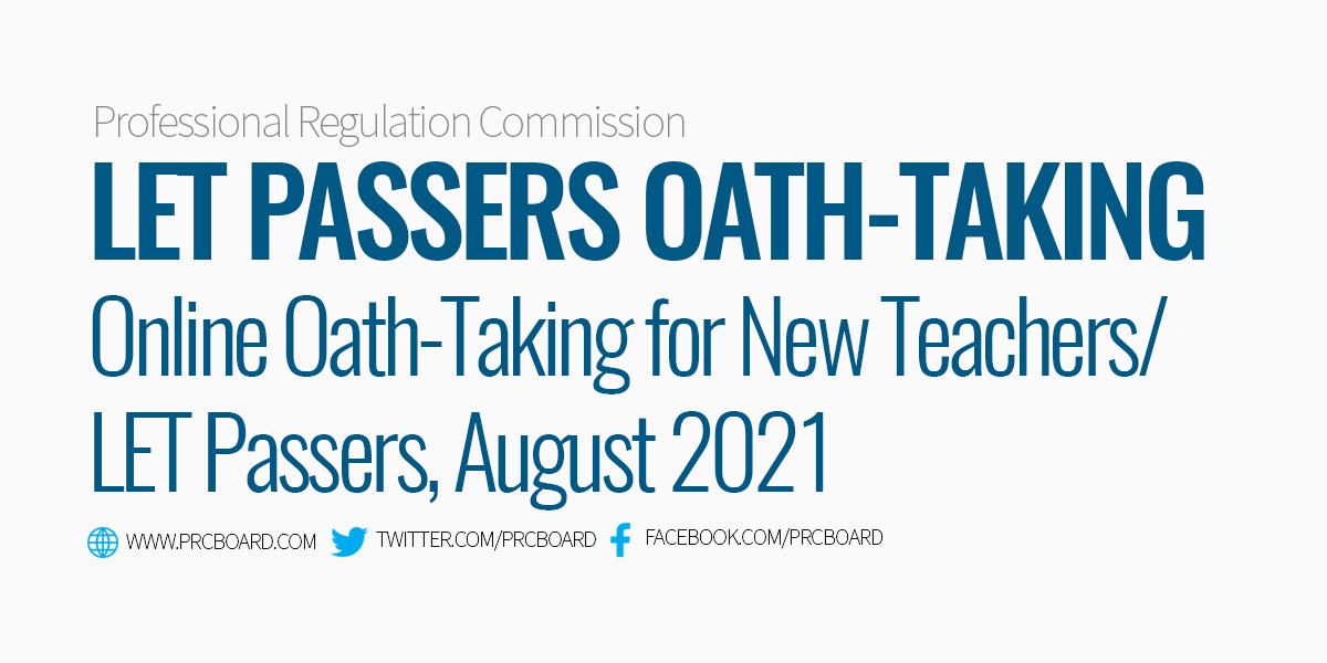 Online Oath-Taking for New Teachers/ LET Passers, August 2021