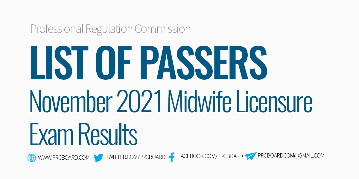 RESULTS: November 2021 Midwifery Board Exam Passers
