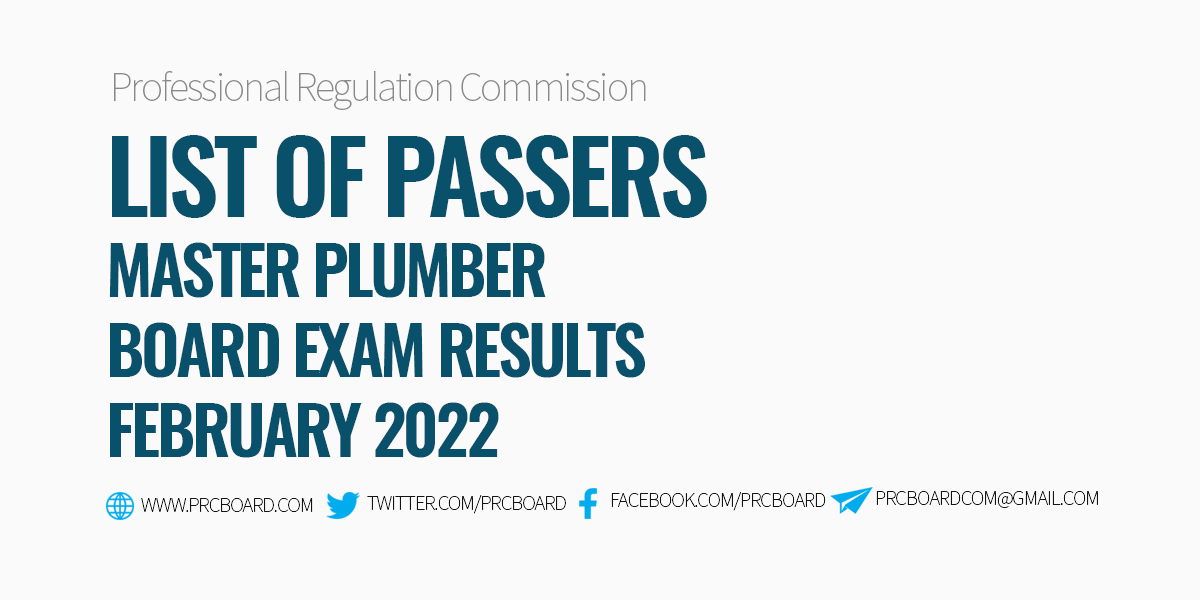 RESULTS: February 2022 Master Plumber board exam list of passers and ...