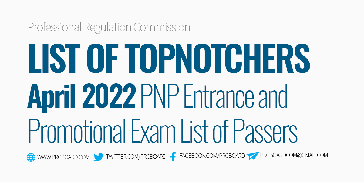 TOPNOTCHERS: April 2022 NAPOLCOM Exam Results (PNP Entrance & Promotional)