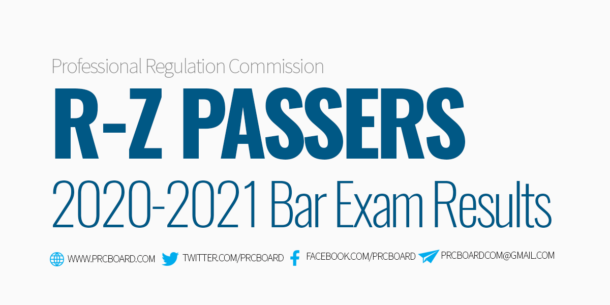 R-Z Passers: Bar Exam Results 2020-2021 R-Z Passers: Bar Exam Results 2020-2021