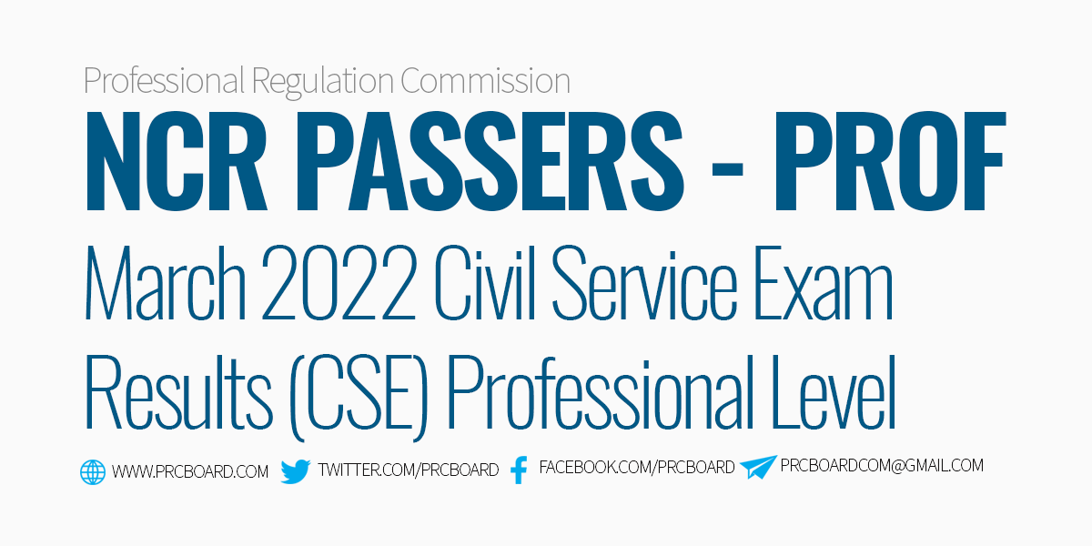 NCR Passers Professional Level: March 13, 2022 Civil Service Exam CSE ...