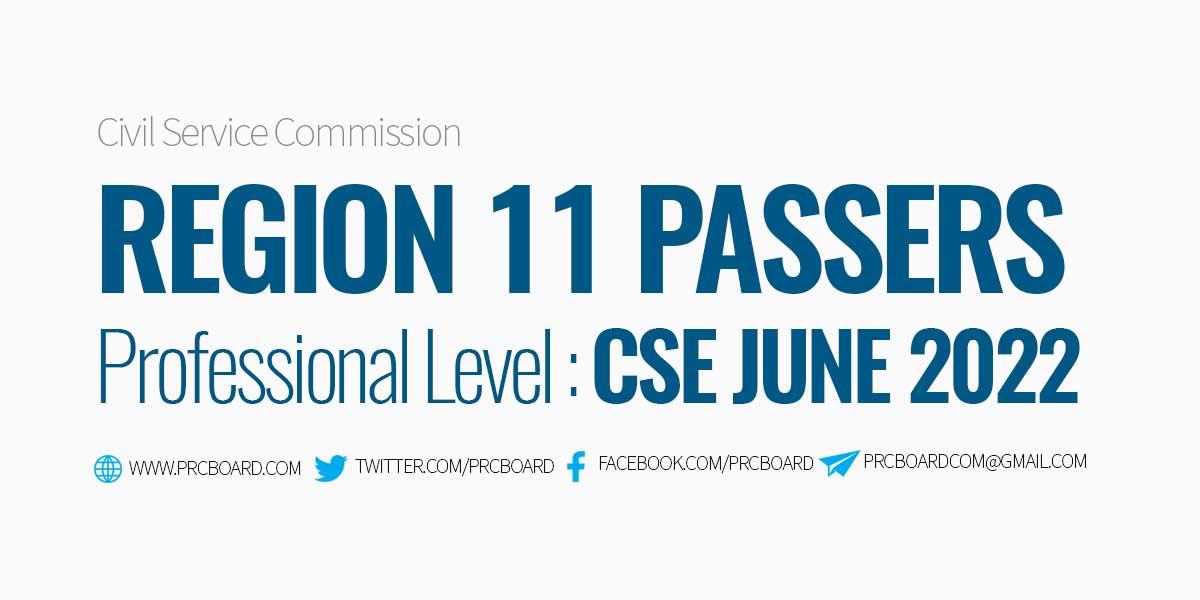 REGION 11 PASSERS: June 2022 Civil Service Exam CSE Results, Professional