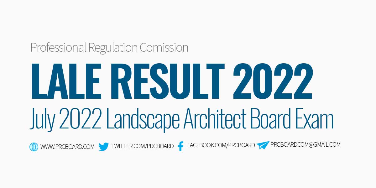 LALE RESULT: July 2022 Landscape Architect Board Exam Passers