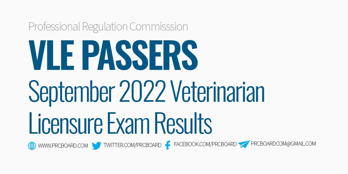 VLE RESULTS: September 2022 Veterinarian Licensure Exam Passers