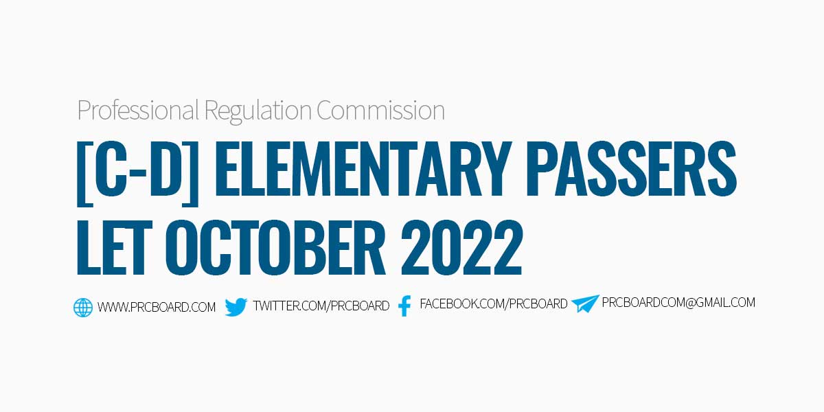 C-D Elementary: October 2022 LET List of Passers