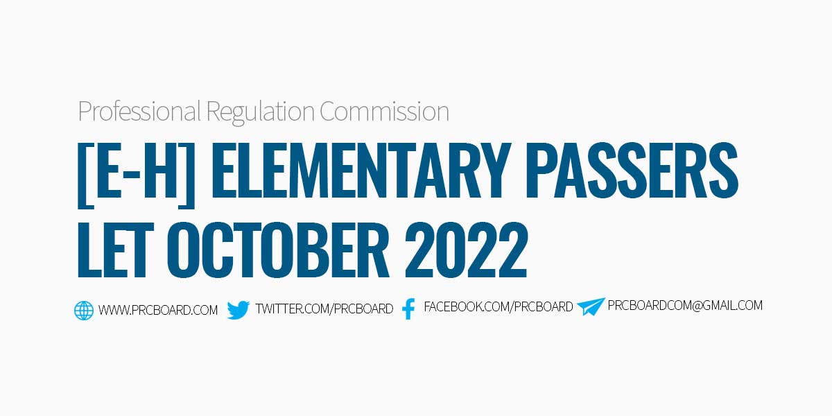 E-H Elementary: October 2022 LET List of Passers