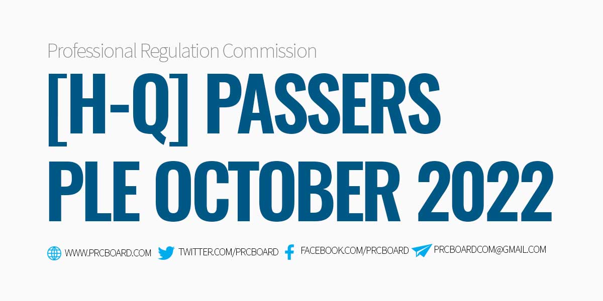 PLE Result October 2022: H-Q List of Passers