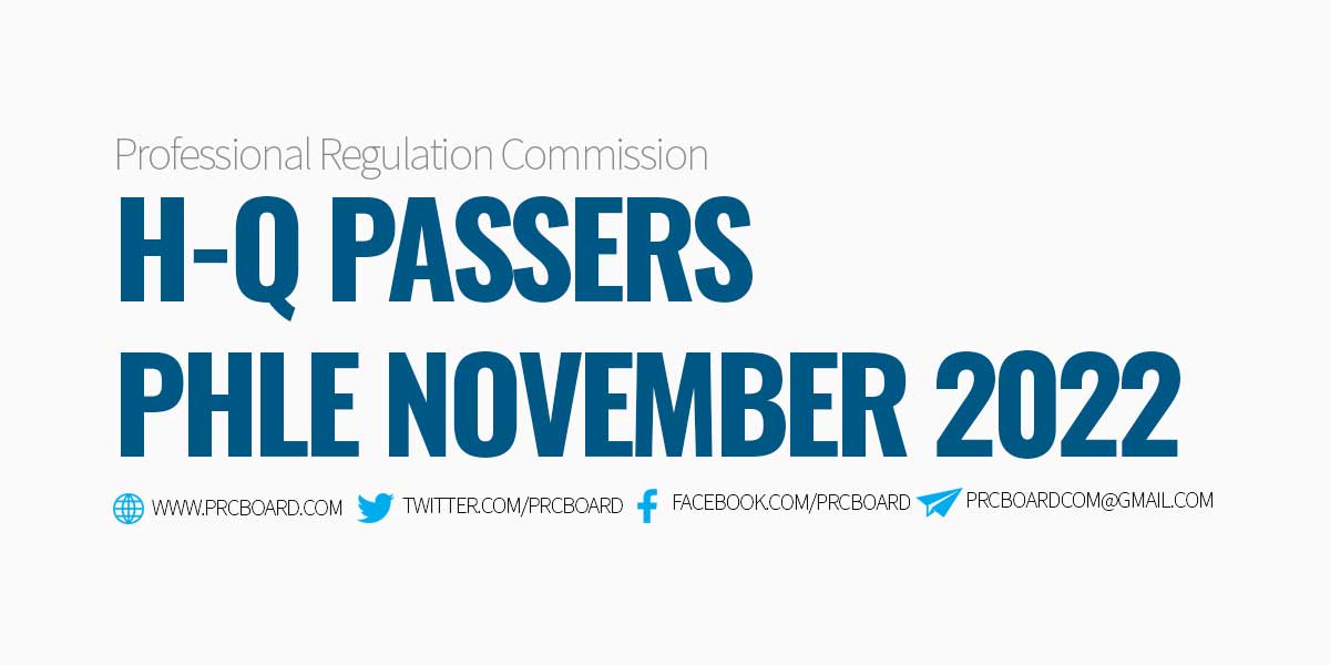 PHLE Result November 2022: H-Q List of Passers