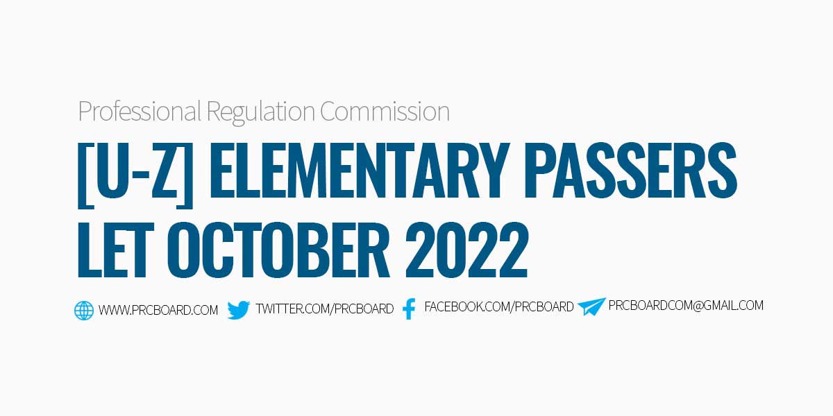 U-Z Elementary: October 2022 LET List of Passers