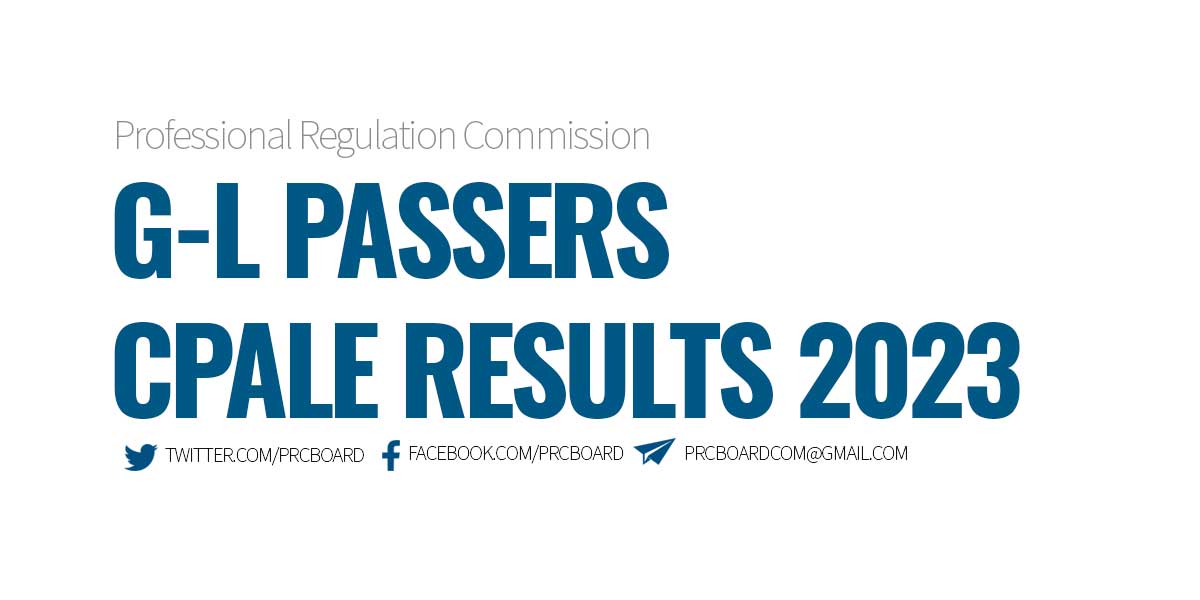 G-L PASSERS: May 2023 CPALE Accountancy Board Exam Results