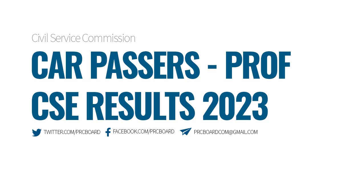 CAR Passers Professional Level: August 2023 Civil Service Exam (CSE ...