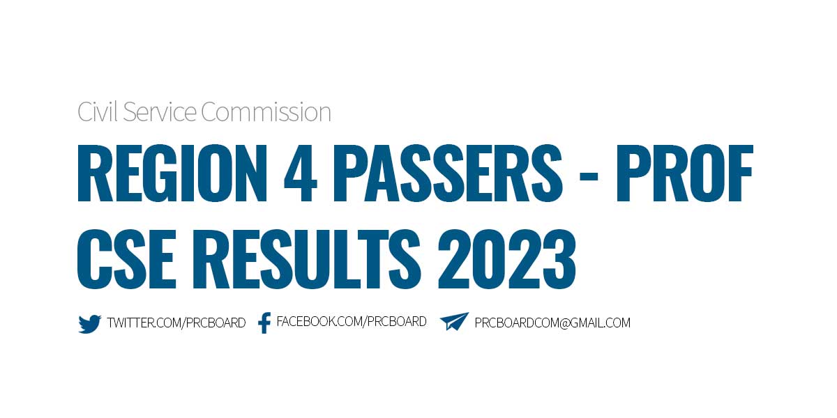 REGION 4 Passers Professional Level: August 2023 Civil Service Exam ...