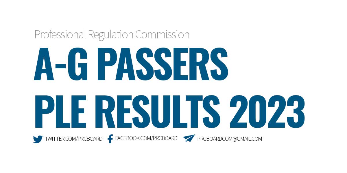 A-G List of Passers: PLE Result October 2023