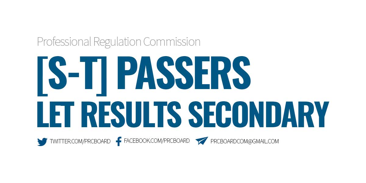 S-T PASSERS SECONDARY: September 2023 LET Results