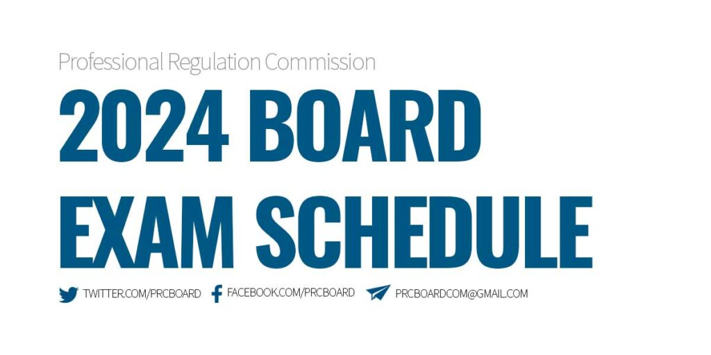 2024 PRC Board Exam Schedule (Date of Exams, Opening & Deadline of Filing)