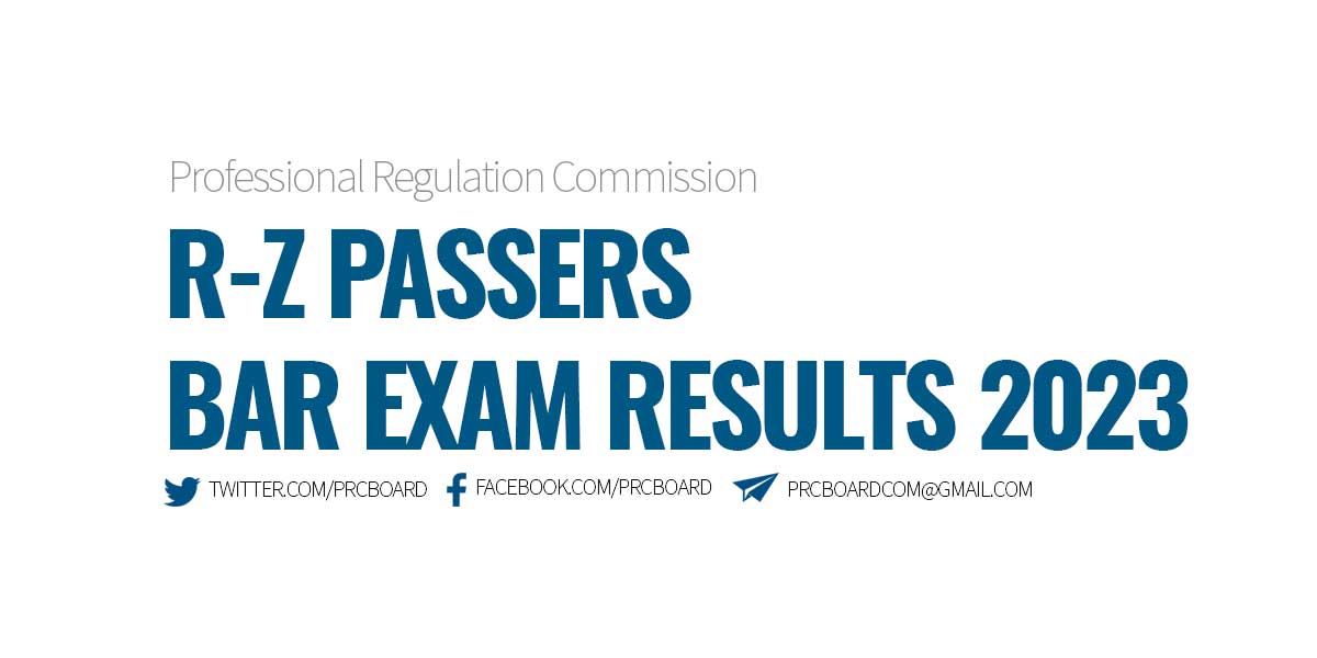 Bar Exam Results 2023: R-Z List of Passers Bar Exam Results 2023: R-Z List of Passers