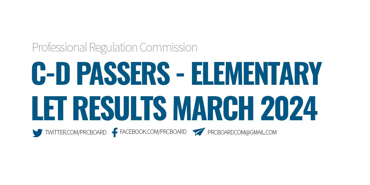 C-D List of Passers: March 2024 LET Results (Elementary)