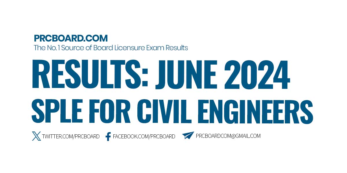 June 2024 SPLE for Civil Engineers Results: List of Passers and Top 10