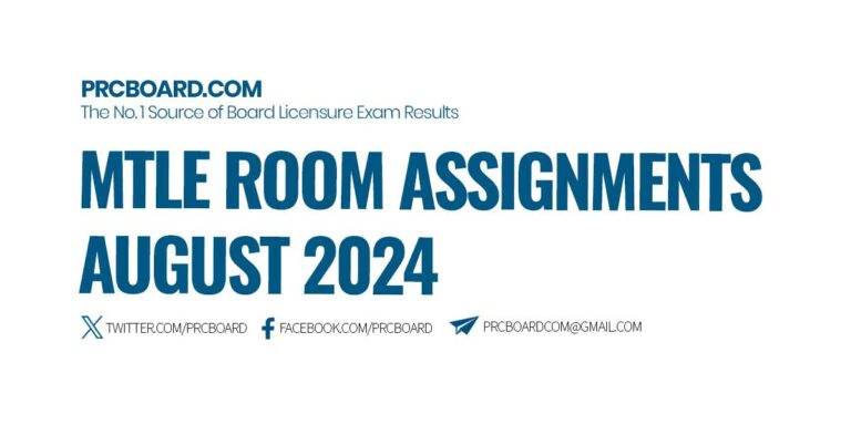 ROOM ASSIGNMENTS: August 2024 MedTech Licensure Exam (MTLE)