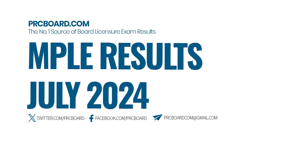 MPLE RESULTS: July 2024 Master Plumber Licensure Exam, List of Passers