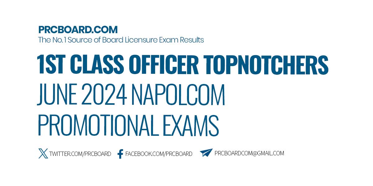 1st Class Officer Topnotchers: June 2024 NAPOLCOM Promotional Exam Results