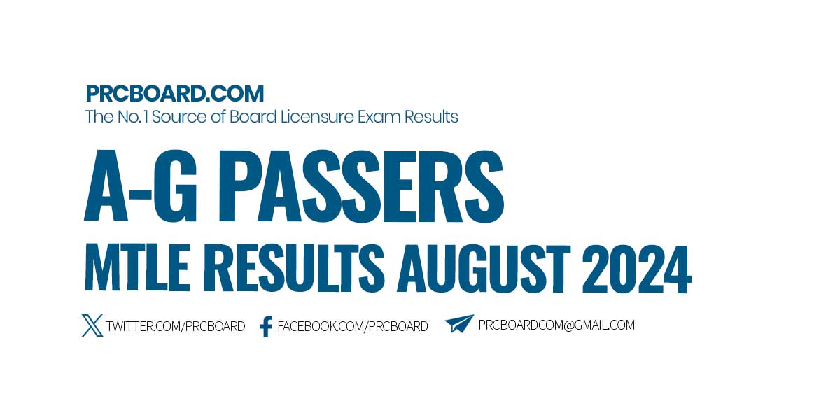 A-G Passers: MTLE MedTech Board Exam Results August 2024