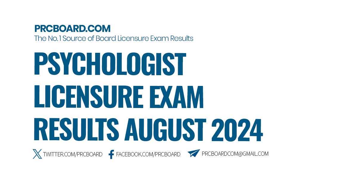 August 2024 Psychologist Licensure Exam, List of Passers