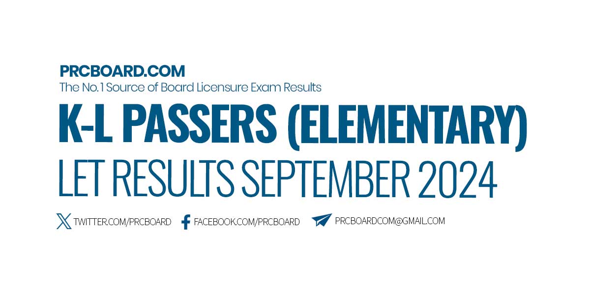 K-L PASSERS: September 2024 LET Results (Elementary)