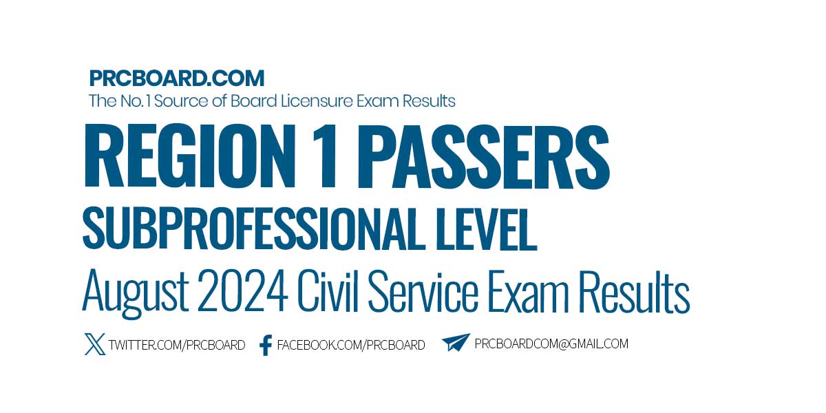 REGION 1 Passers Subprofessional: August 2024 Civil Service Exam (CSE ...
