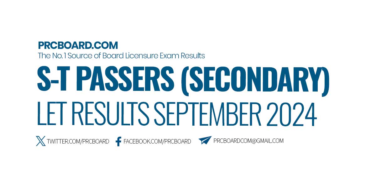 S-T PASSERS: LET Results September 2024 (Secondary)