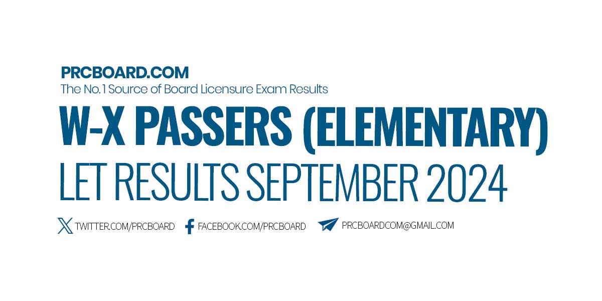 W-X PASSERS: September 2024 LET Results (Elementary)